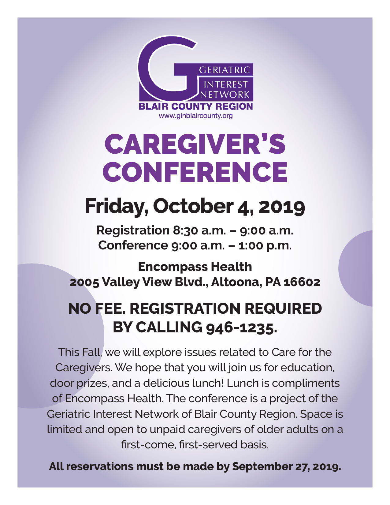 Fall Caregiver’s Conference – Geriatric Interest Network